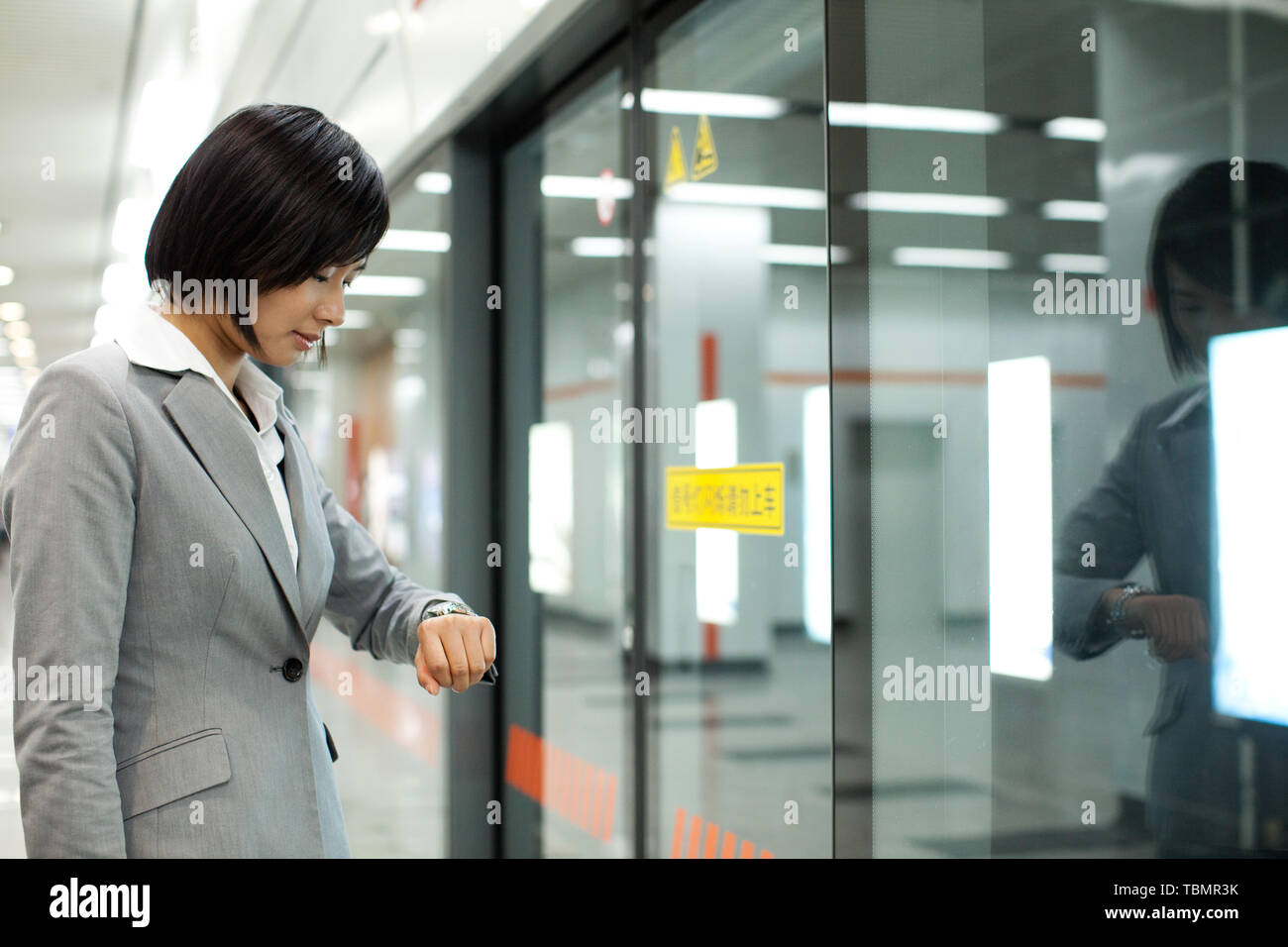 Business people take the subway on their commute to and from work Stock ...