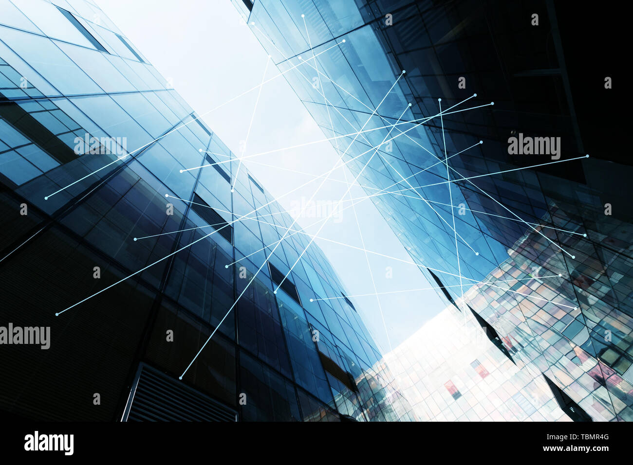 network connection between modern office buildings Stock Photo - Alamy