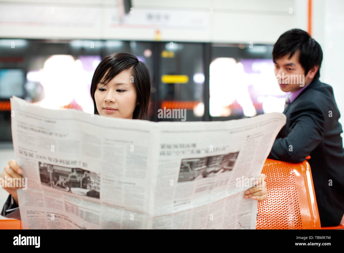 Business people take the subway on their commute to and from work Stock ...
