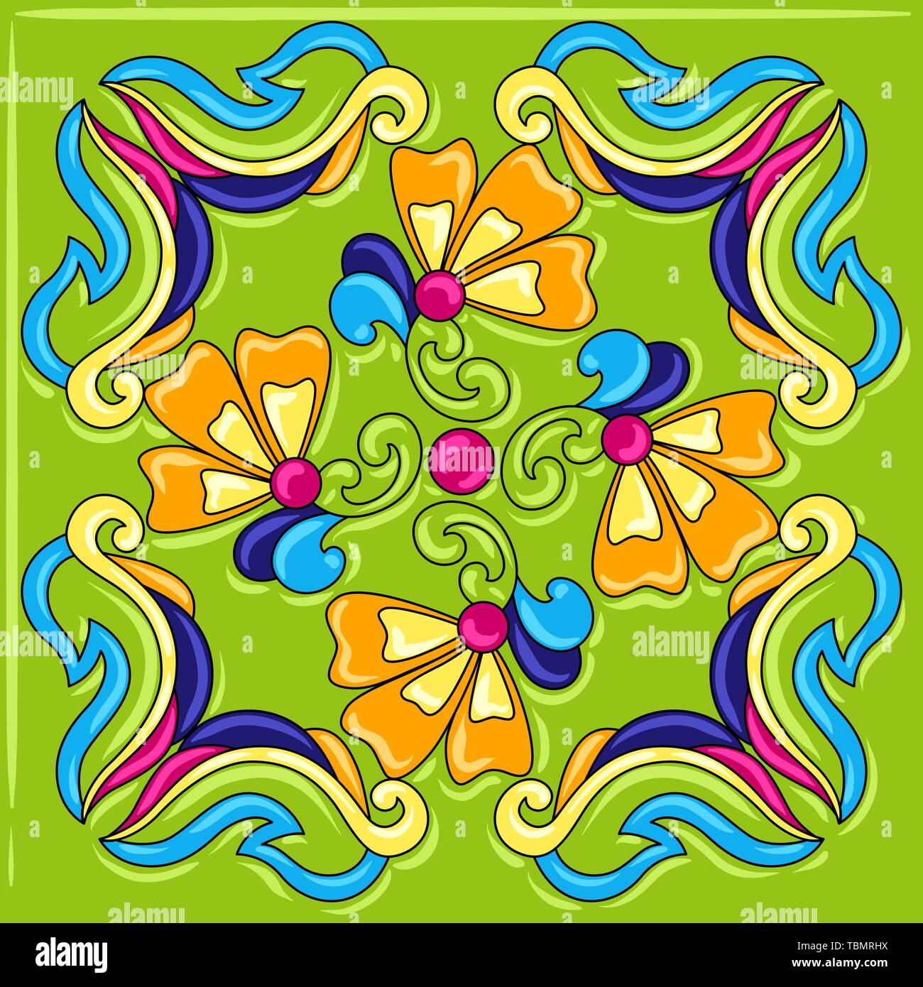 Mexican talavera ceramic tile pattern Stock Vector Image & Art - Alamy