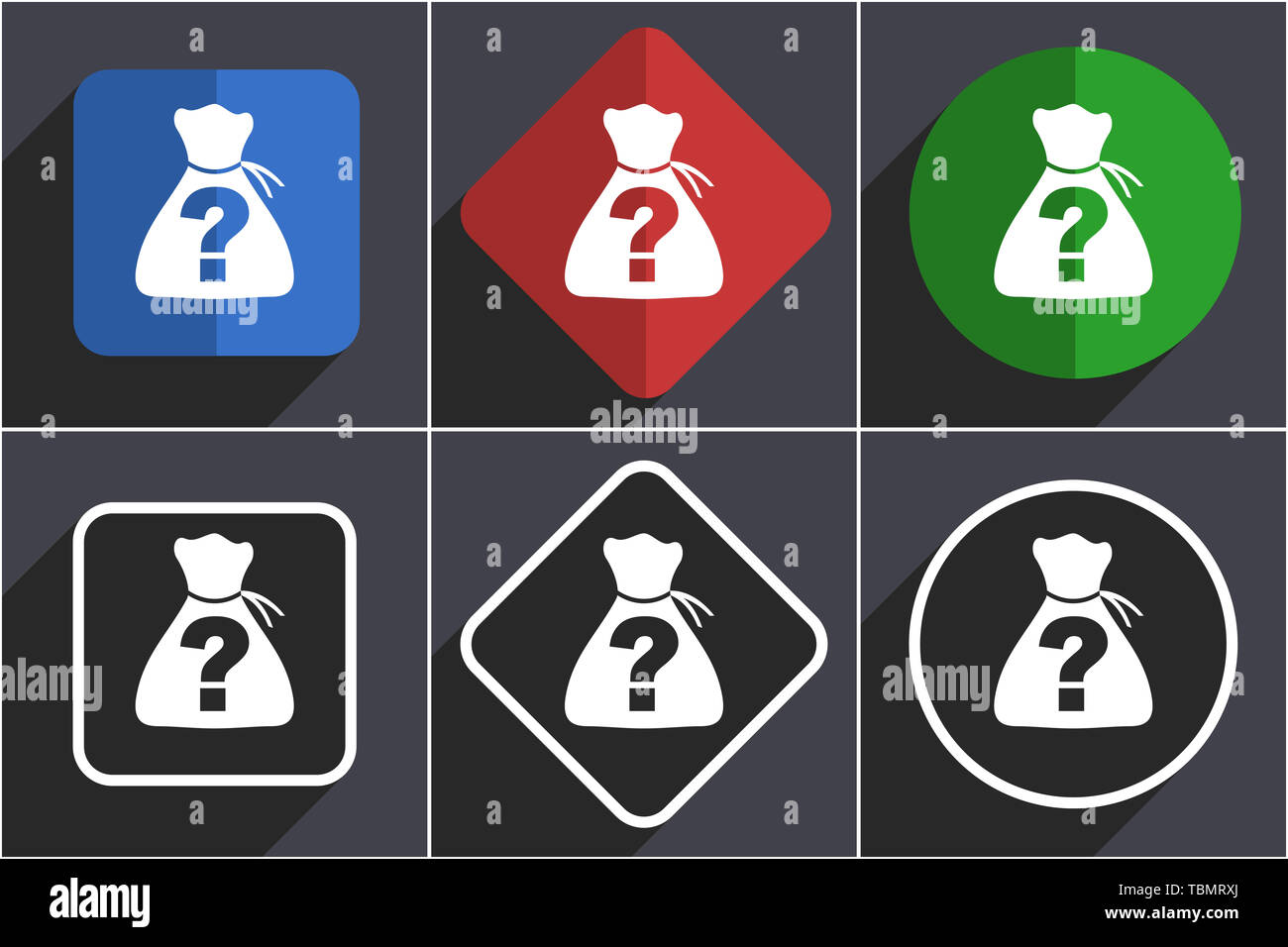 Riddle set of flat design web icons in 6 options Stock Photo - Alamy