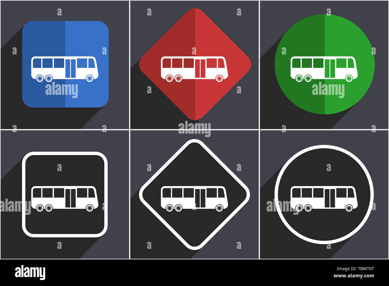 Set of bus icons hi-res stock photography and images - Alamy
