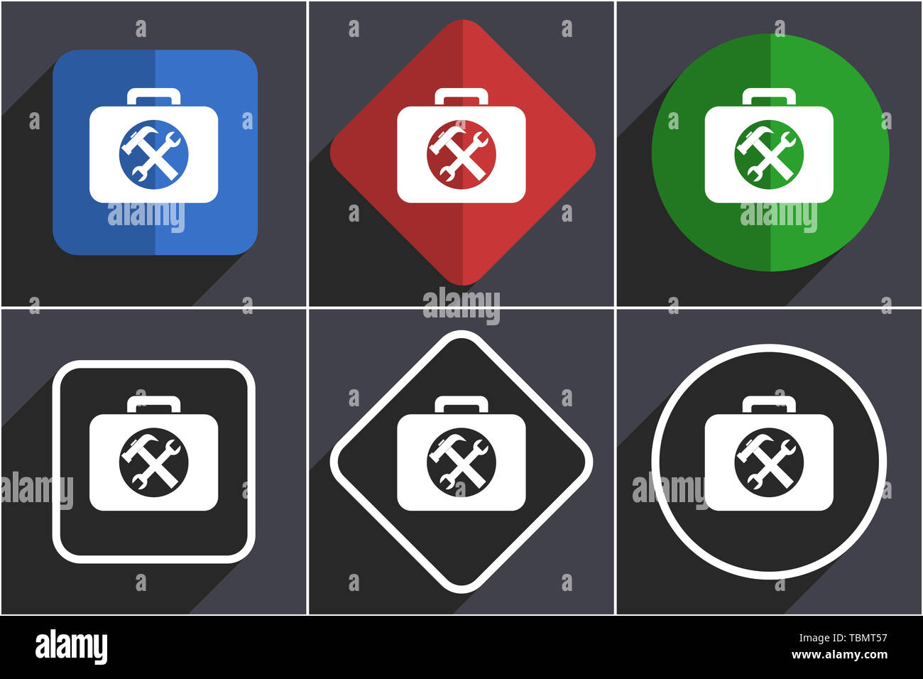 Toolkit set of flat design web icons in 6 options Stock Photo - Alamy