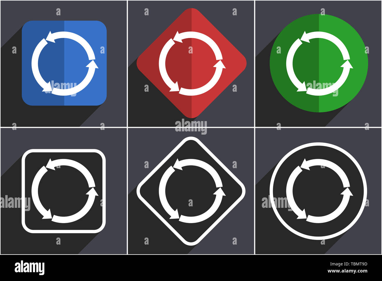 Reload web set of flat design web icons in 6 options Stock Photo - Alamy