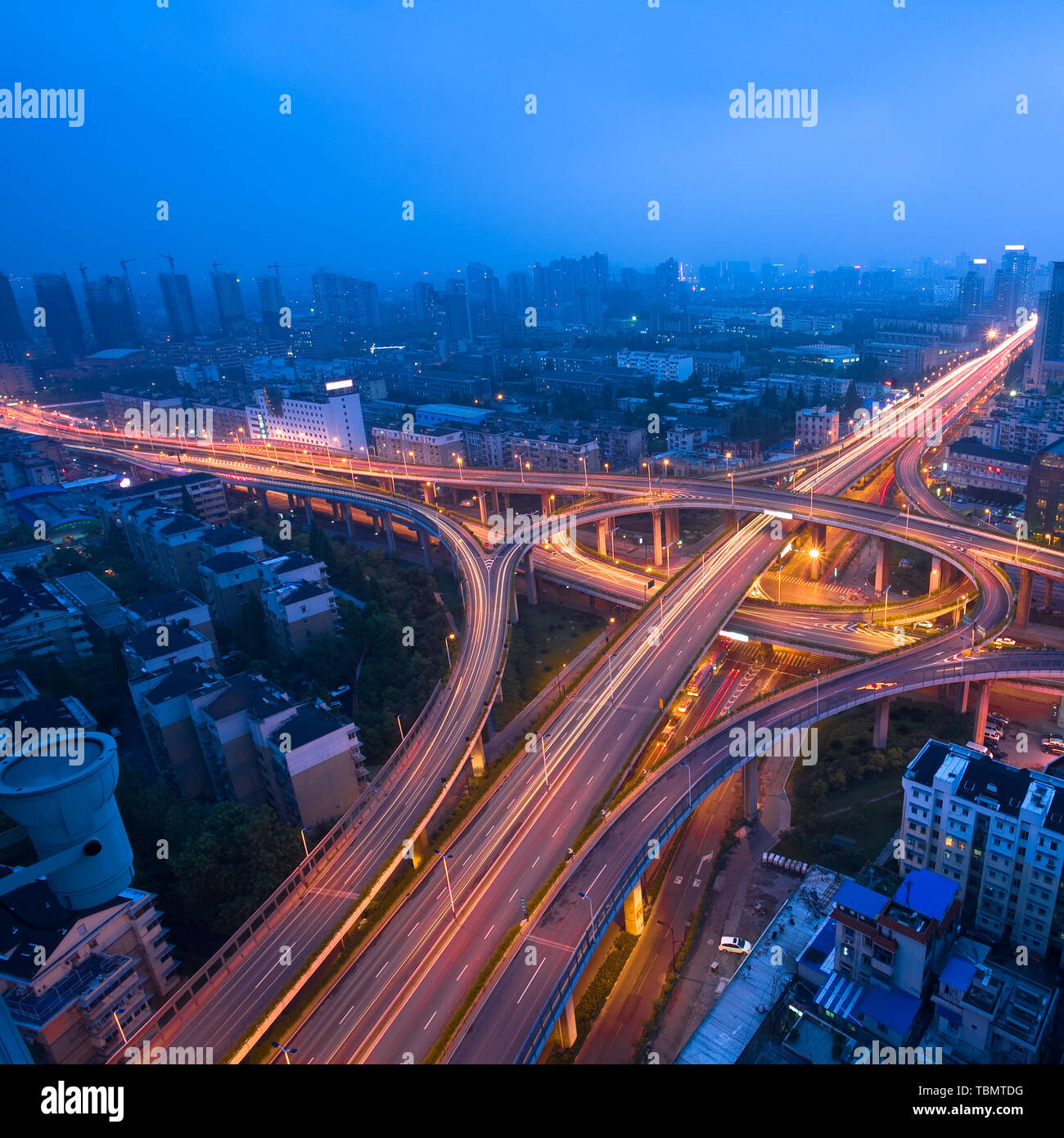 Bridge transportation system in the evening construction expressway hi ...