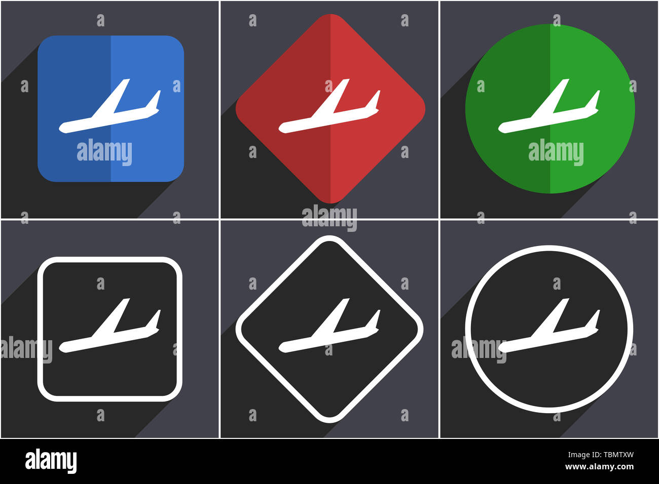 Arrivals set of flat design web icons in 6 options Stock Photo - Alamy