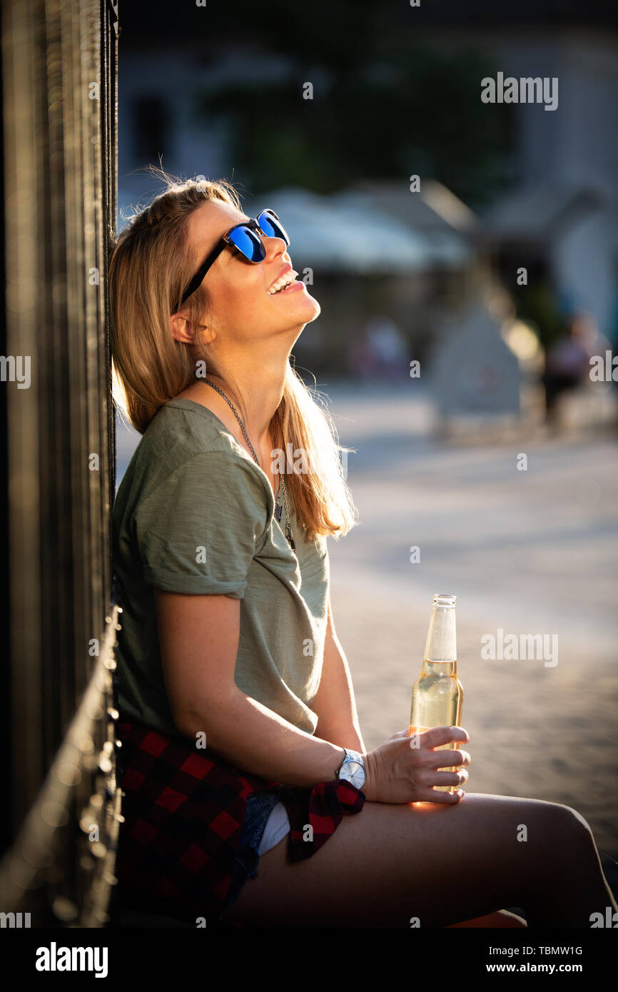Adult beautiful fun girl happiness happy people person portrait hi-res ...