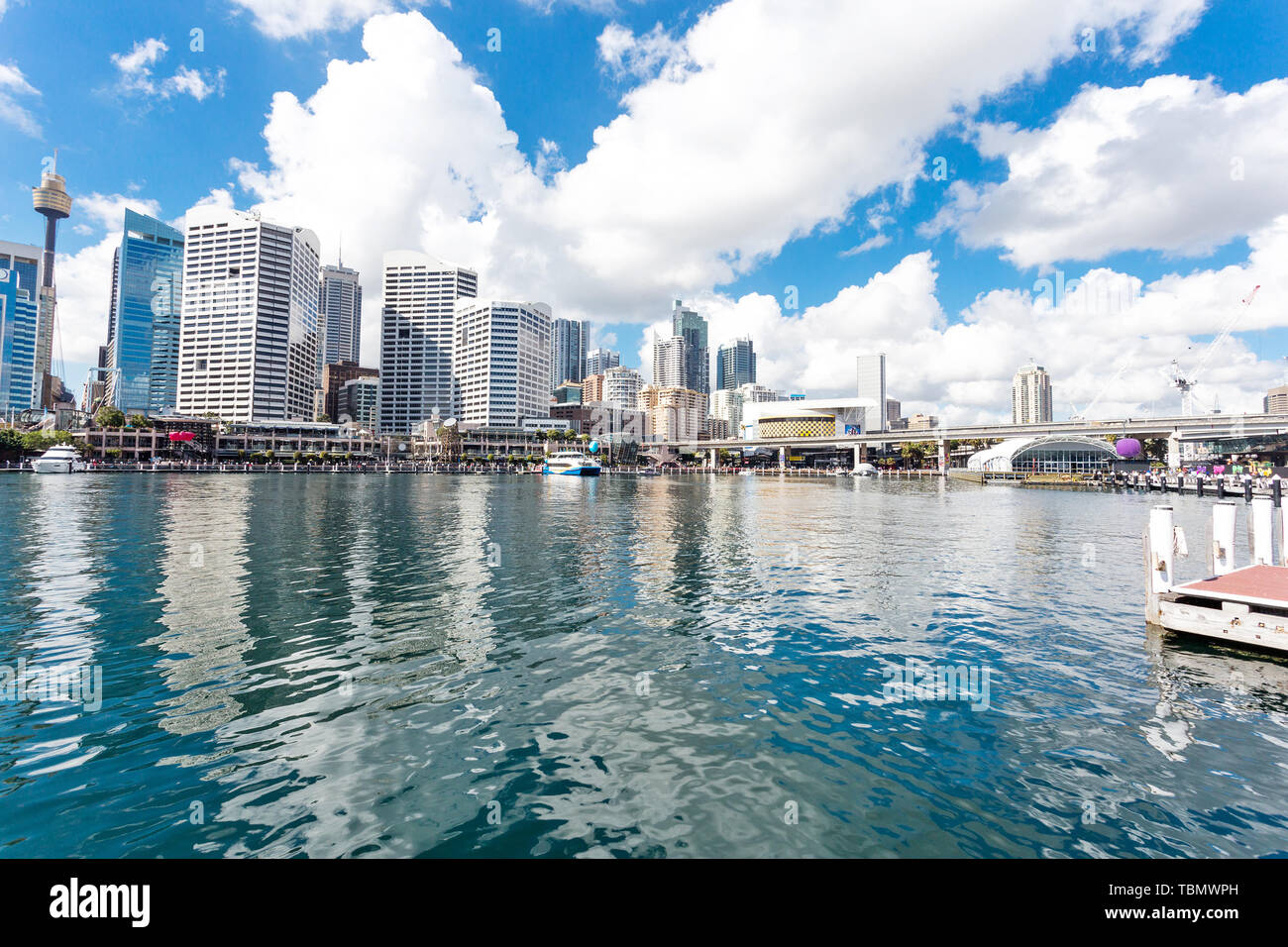 Skyline and office building at seashore Stock Photo - Alamy