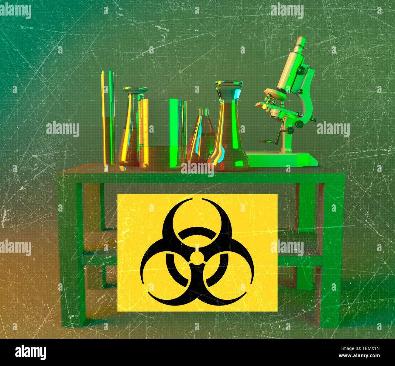 Laboratory and biohazards study, analysis with microscope and ...