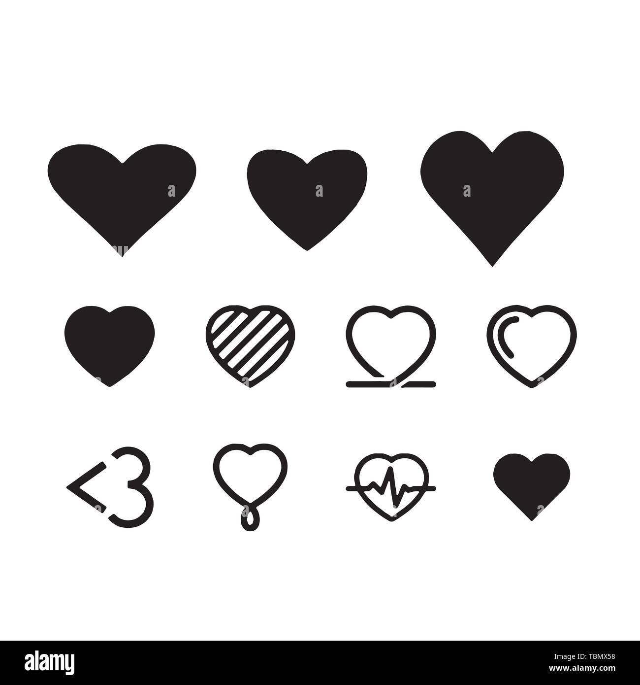 Set of stylized hearts Vector illustration Stock Vector Image & Art - Alamy
