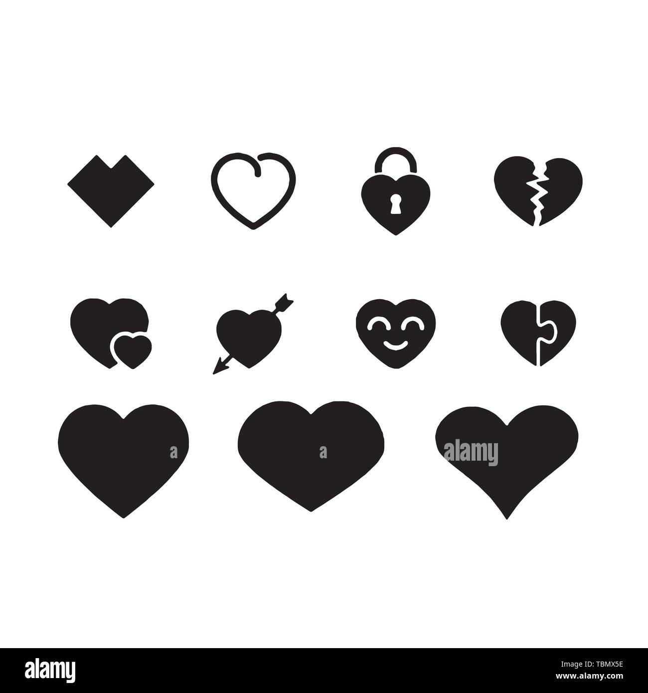 Set of stylized hearts Vector illustration Stock Vector Image & Art - Alamy