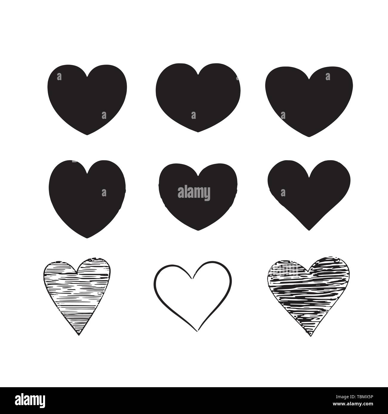 Set of stylized hearts Vector illustration Stock Vector Image & Art - Alamy