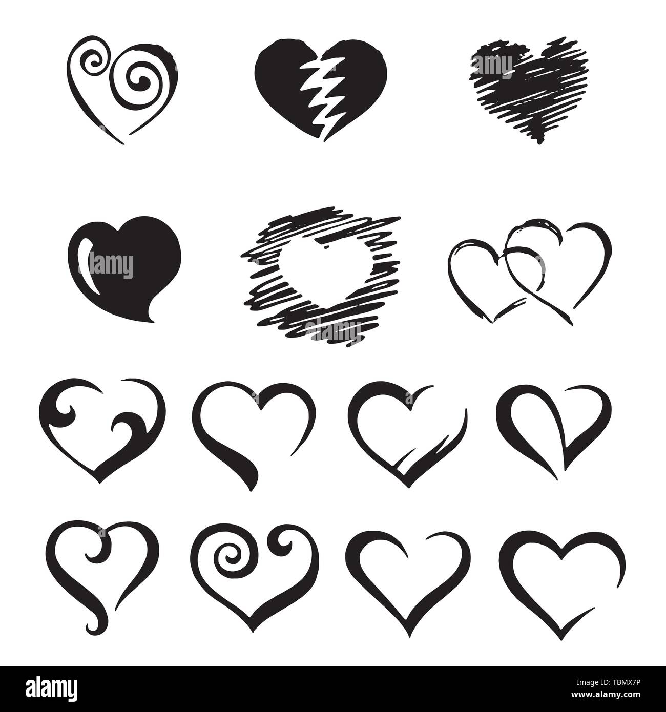 Set of stylized hearts Vector illustration Stock Vector Image & Art - Alamy
