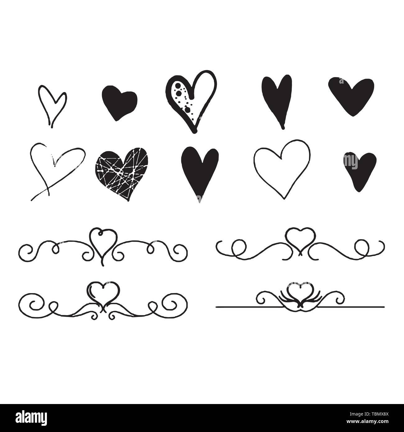 Set of stylized hearts Vector illustration Stock Vector Image & Art - Alamy