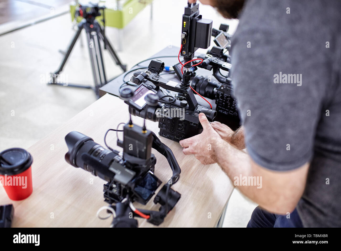 Shooting video tv program in hi-res stock photography and images - Alamy