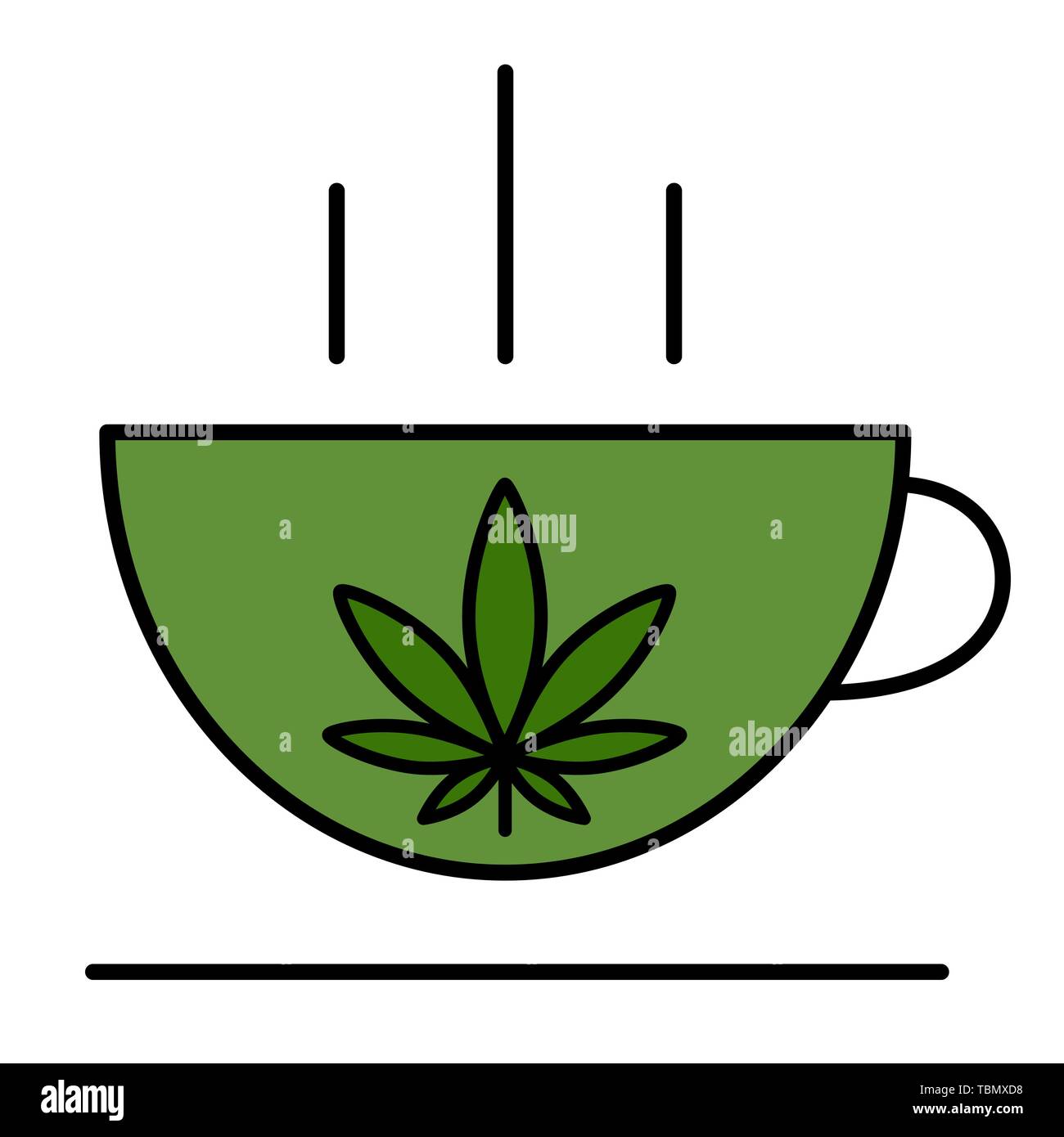 A cup with a leaf of cannabis. Medical marijuana logo design template ...
