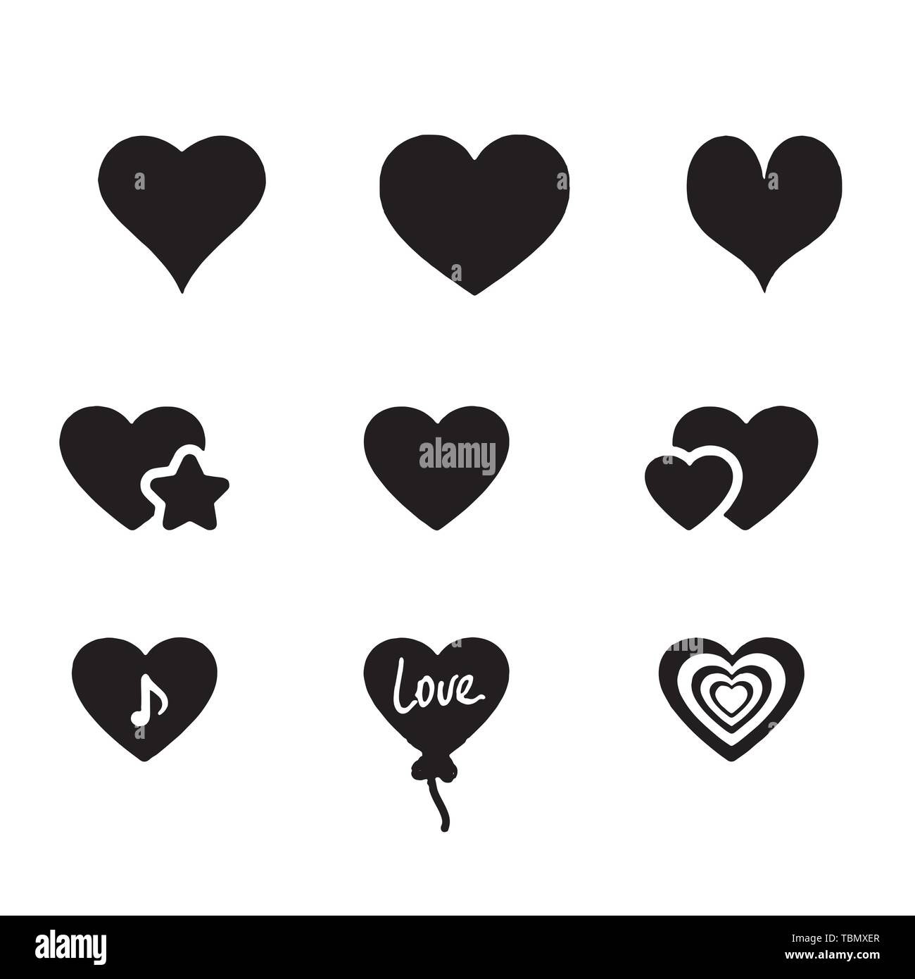 Set of stylized hearts Vector illustration Stock Vector Image & Art - Alamy