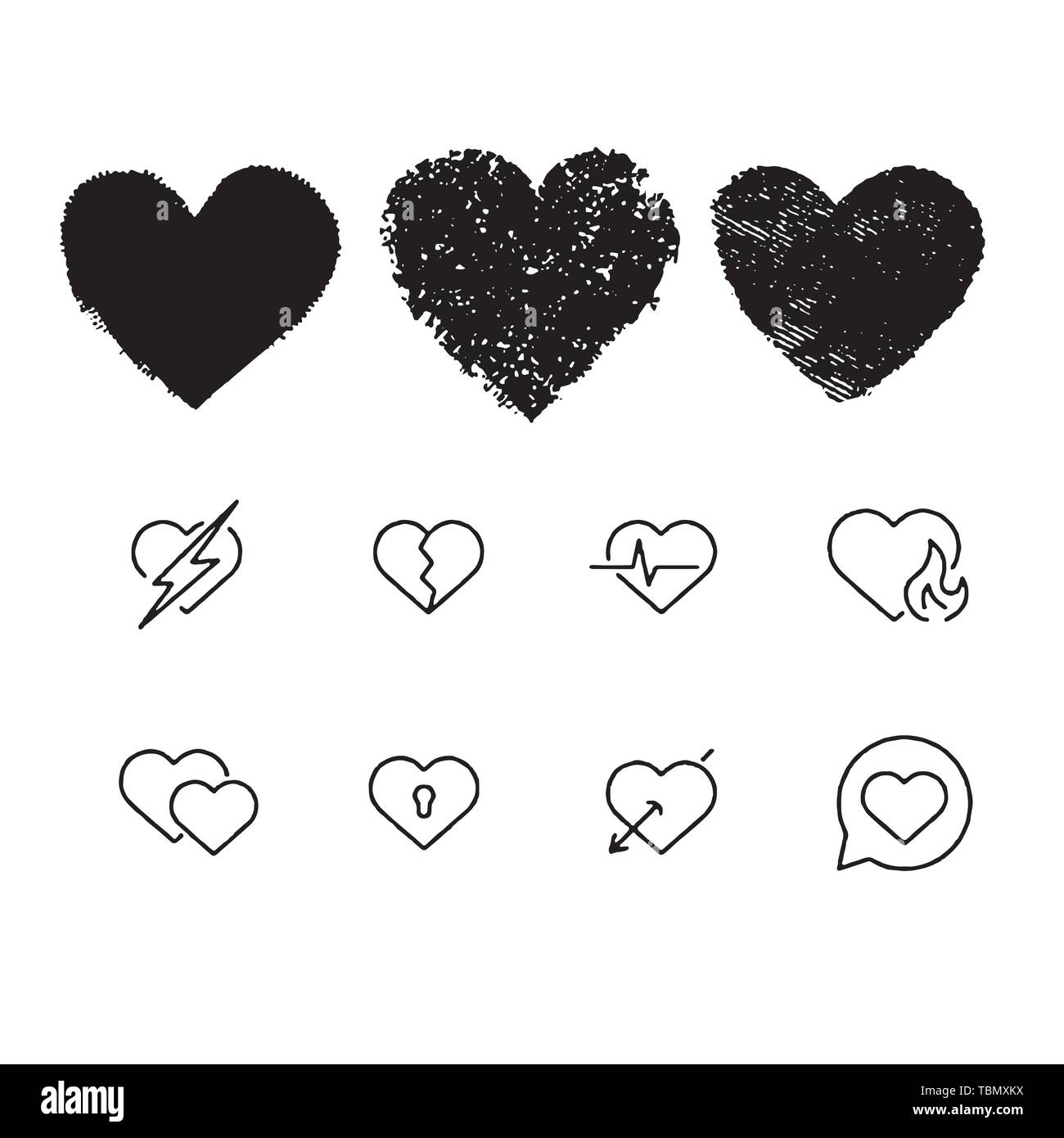 Set of stylized hearts Vector illustration Stock Vector Image & Art - Alamy