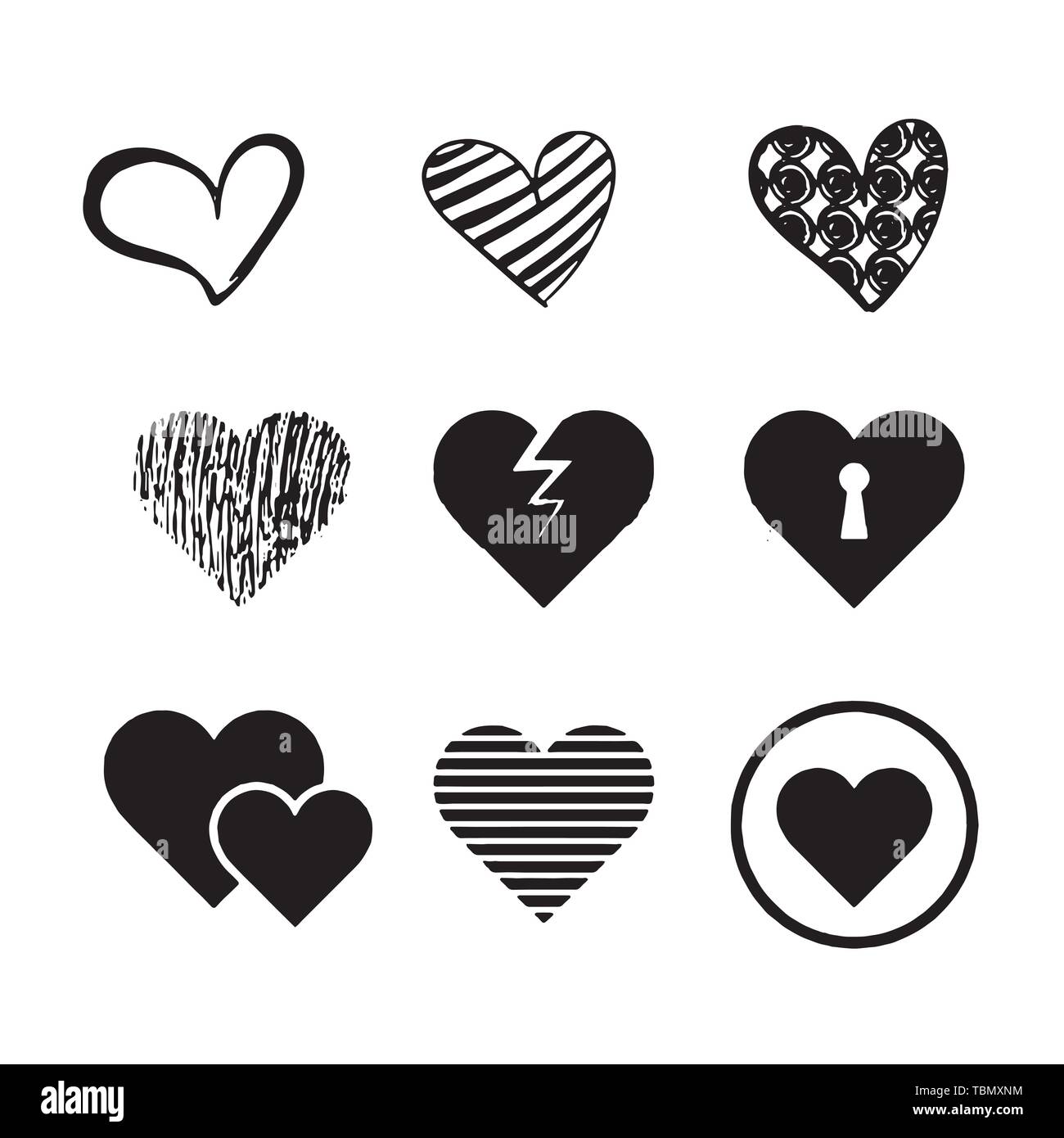 Set of stylized hearts Vector illustration Stock Vector Image & Art - Alamy