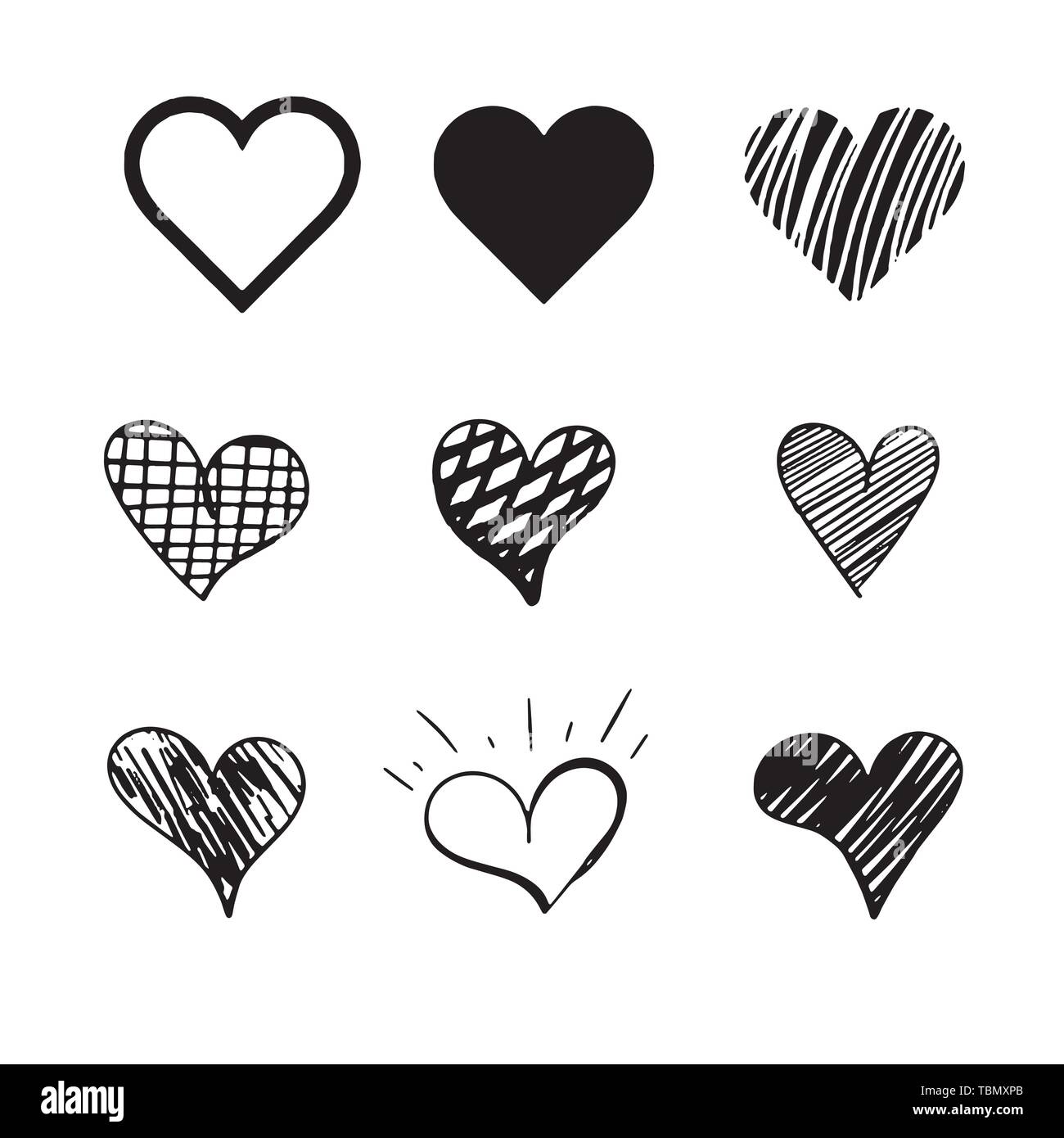 Set of stylized hearts Vector illustration Stock Vector Image & Art - Alamy