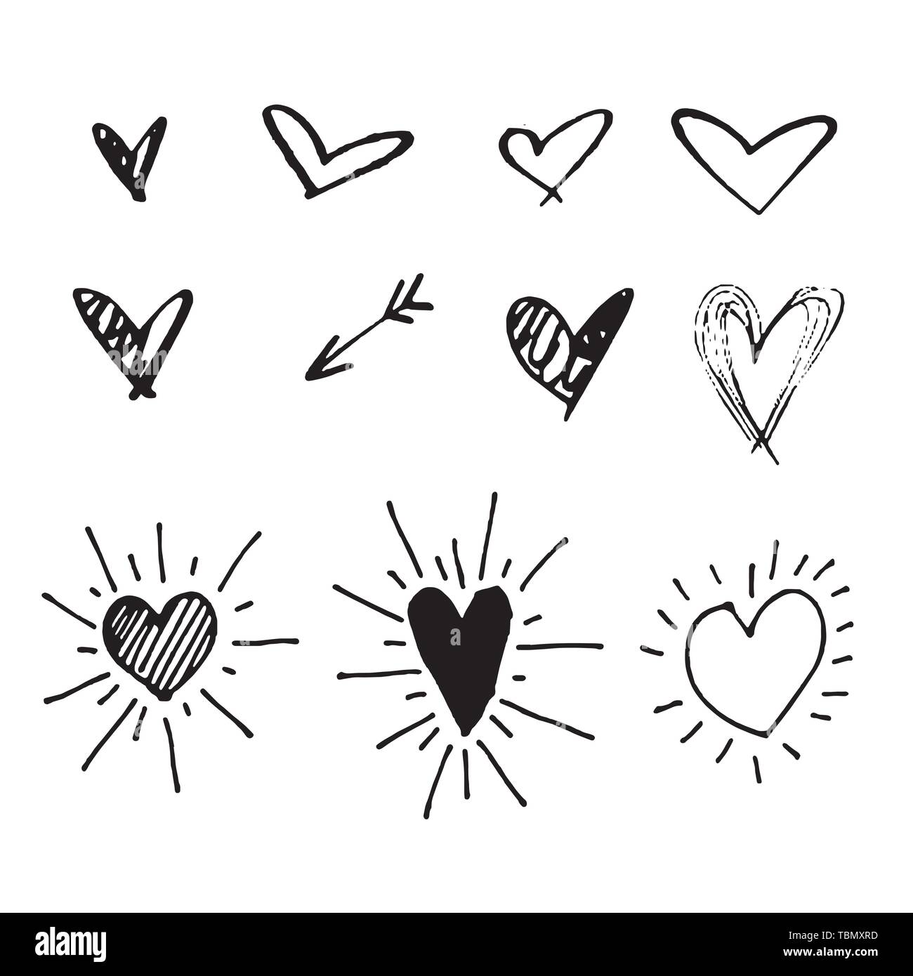 Set of stylized hearts Vector illustration Stock Vector Image & Art - Alamy