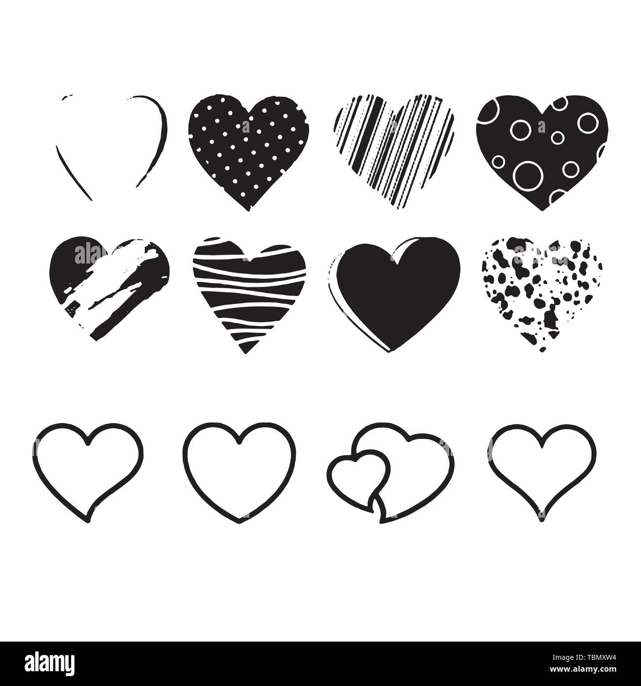 Set of stylized hearts Vector illustration Stock Vector Image & Art - Alamy