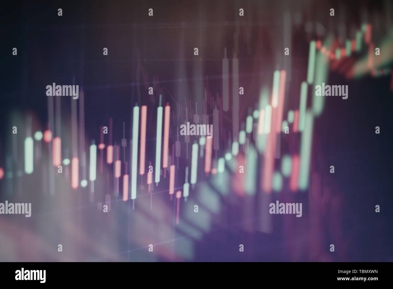 data on a monitor which including of Market Analyze. Bar graphs ...