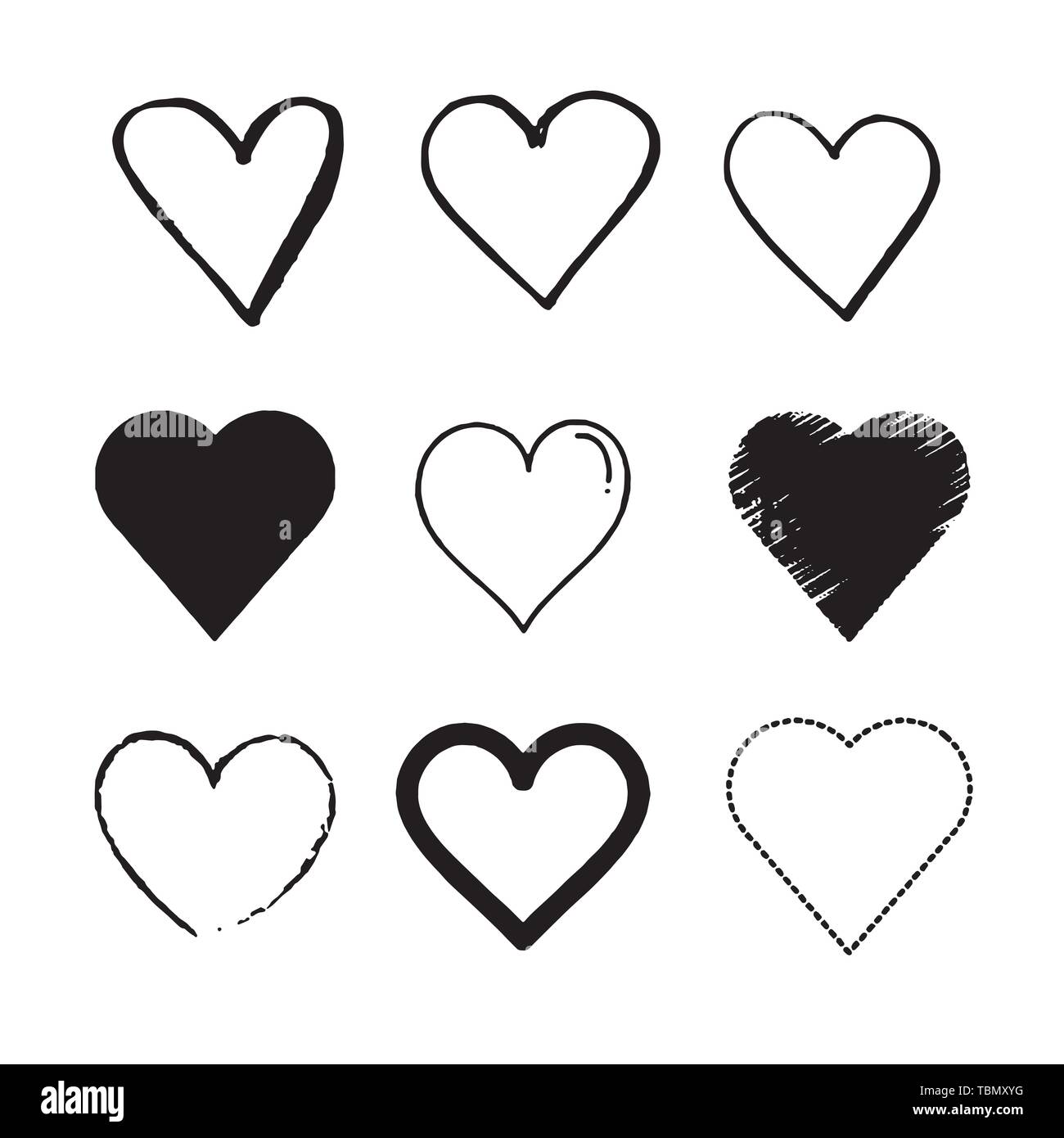 Set of stylized hearts Vector illustration Stock Vector Image & Art - Alamy