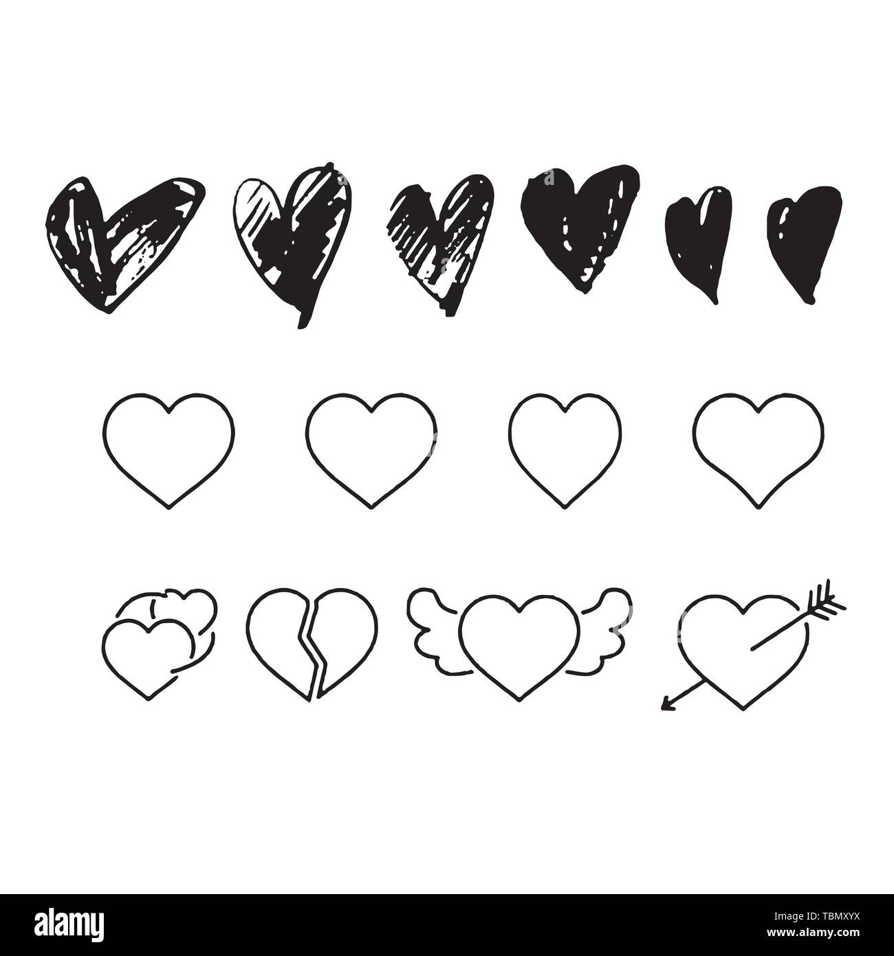 Set of stylized hearts Vector illustration Stock Vector Image & Art - Alamy