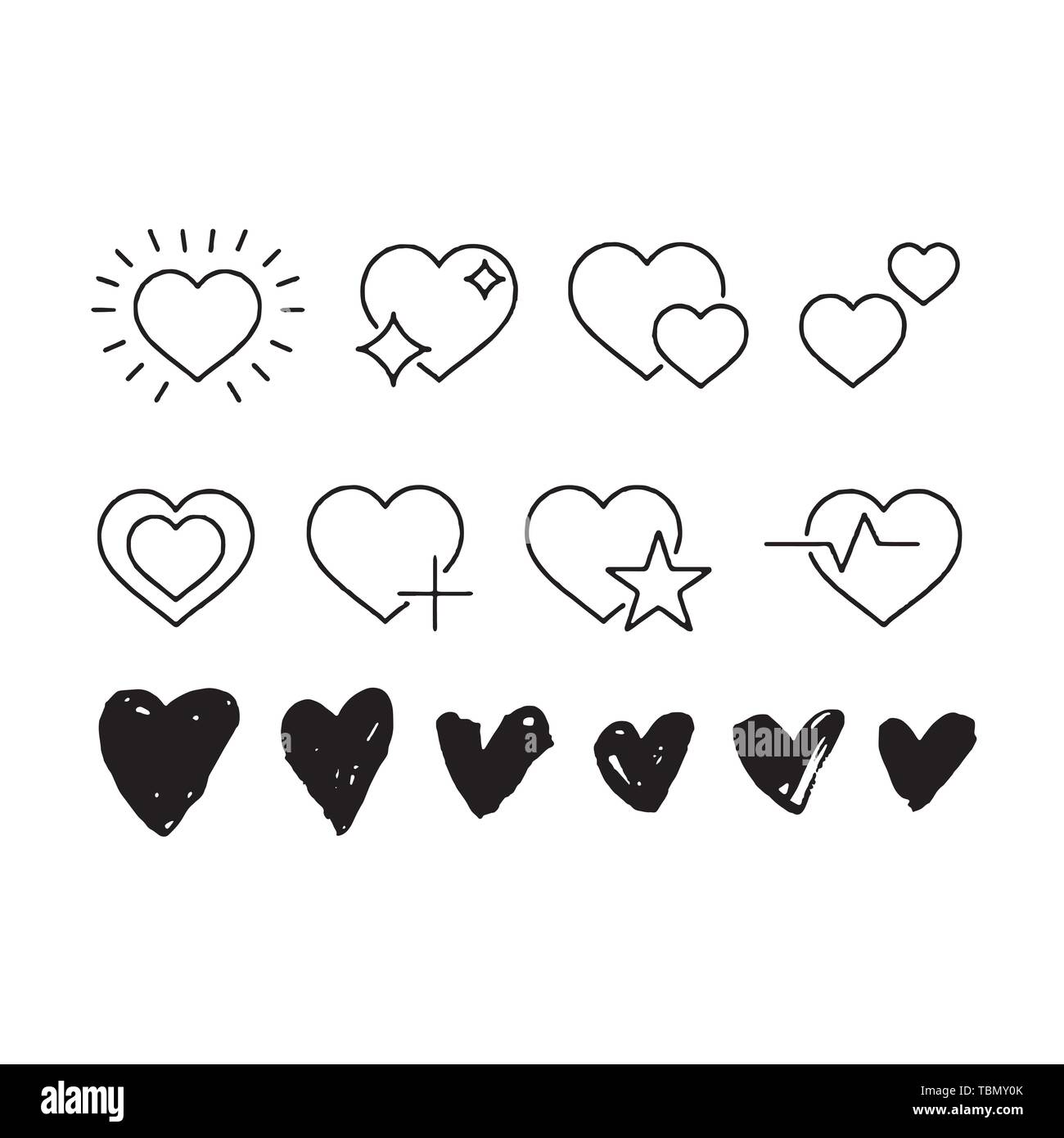 Set of stylized hearts Vector illustration Stock Vector Image & Art - Alamy