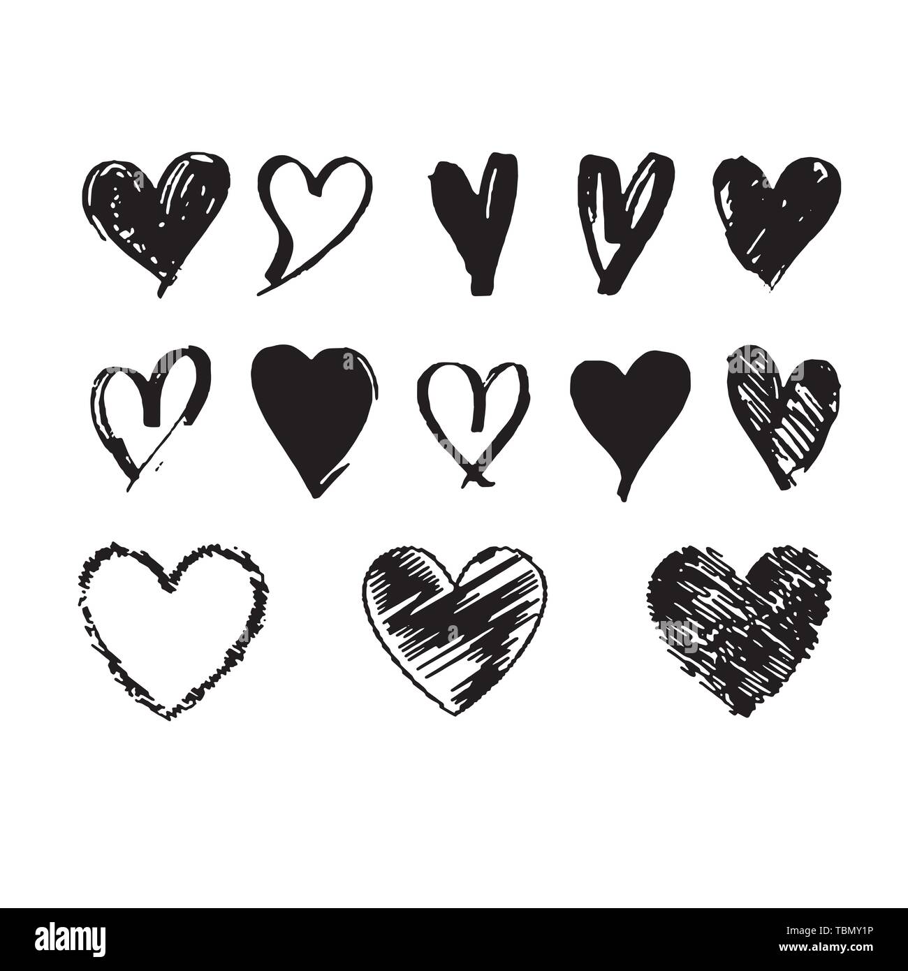 Set of stylized hearts Vector illustration Stock Vector Image & Art - Alamy