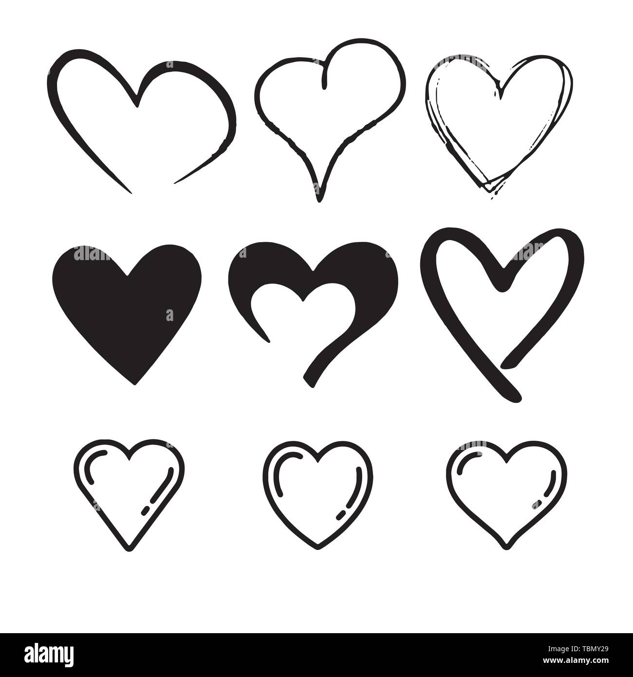 Set of stylized hearts Vector illustration Stock Vector Image & Art - Alamy