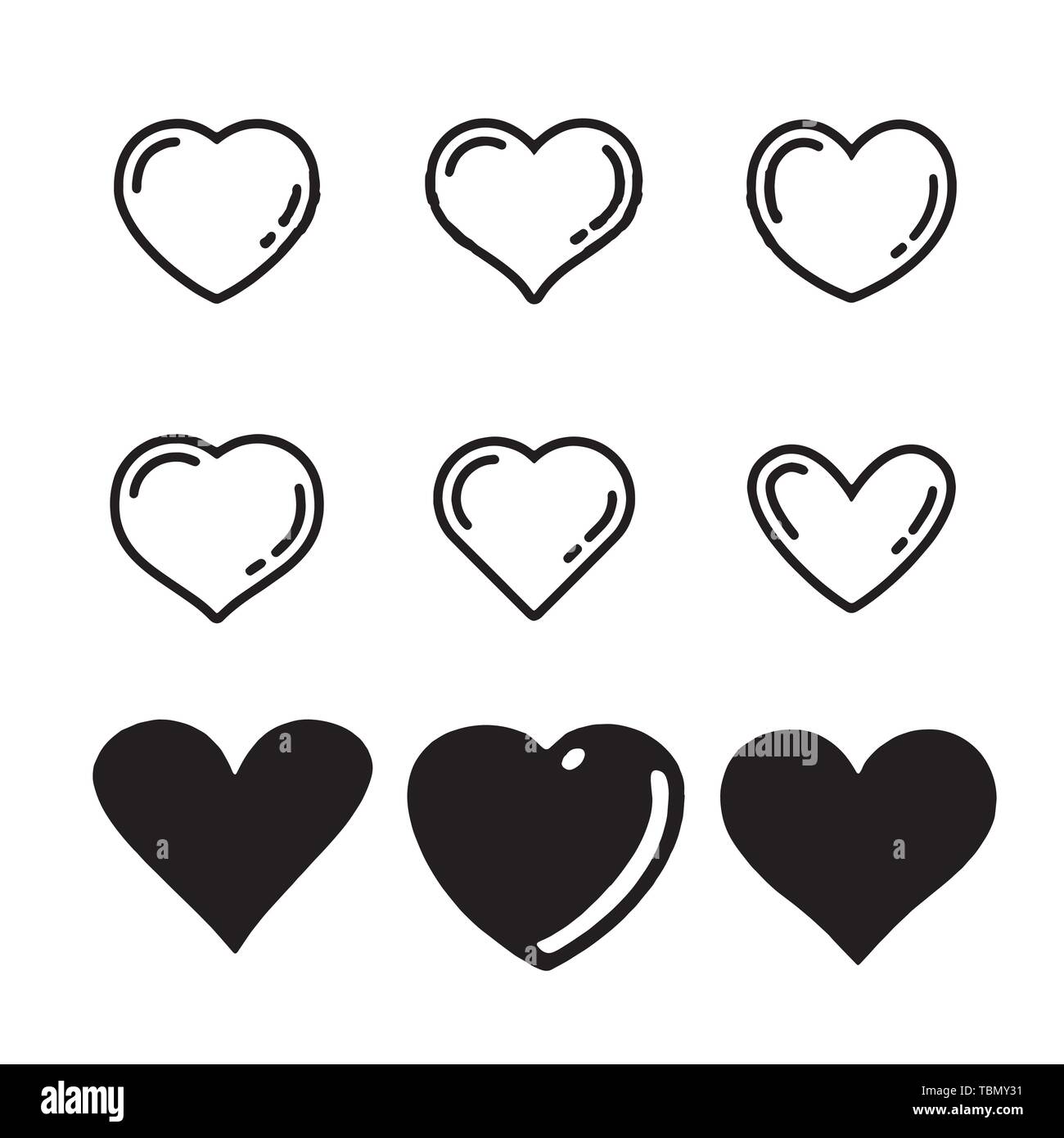 Set of stylized hearts Vector illustration Stock Vector Image & Art - Alamy