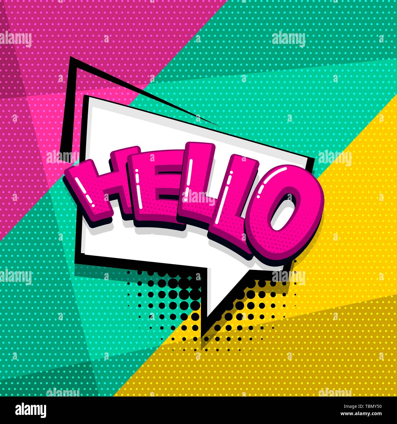 Hello hi comic text sound effects pop art style. Vector speech bubble ...
