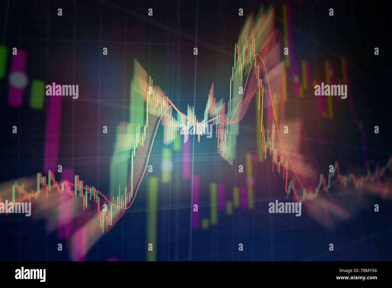 Economic graph with diagrams on the stock market, for business and ...