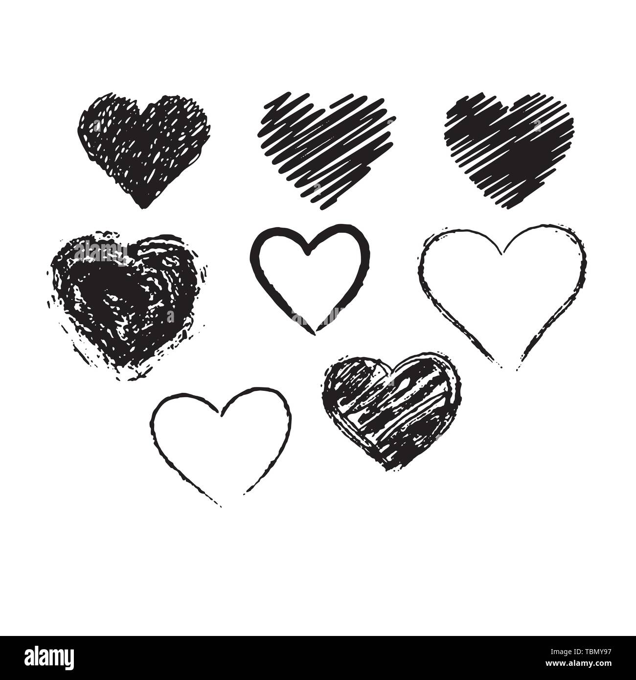 Set of stylized hearts Vector illustration Stock Vector Image & Art - Alamy
