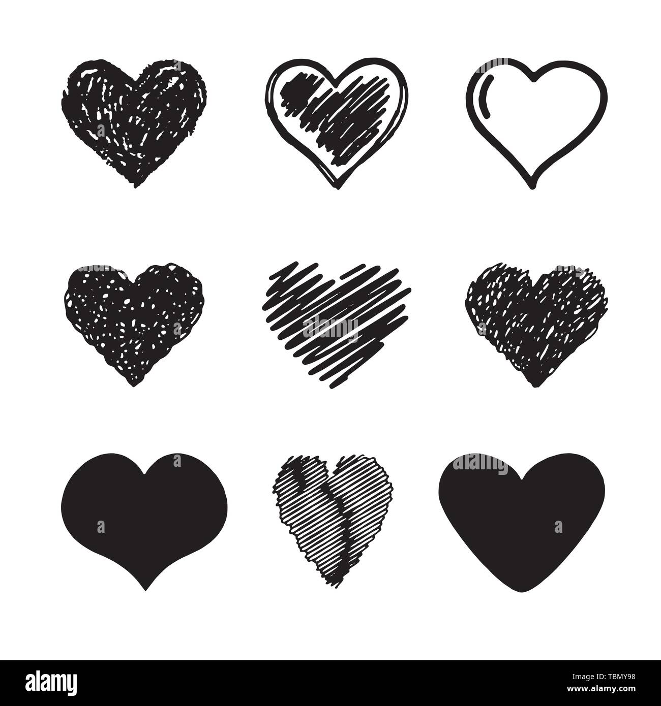 Set of stylized hearts Vector illustration Stock Vector Image & Art - Alamy