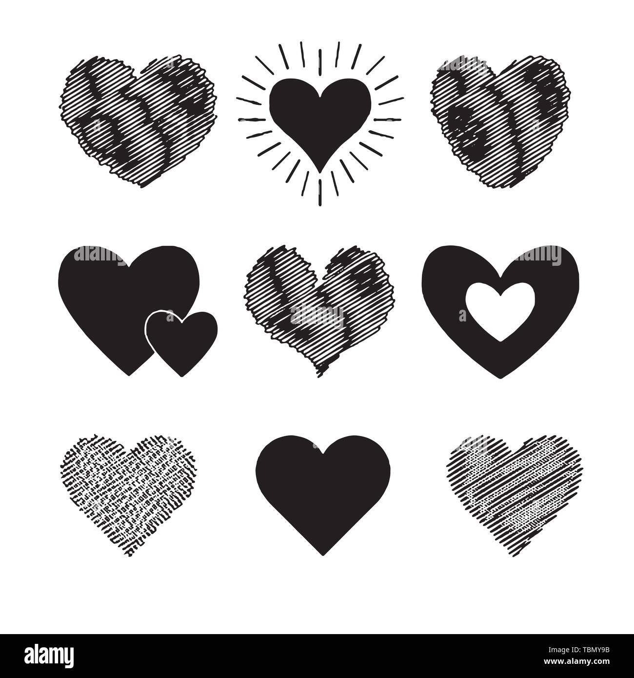 Set of stylized hearts Vector illustration Stock Vector Image & Art - Alamy