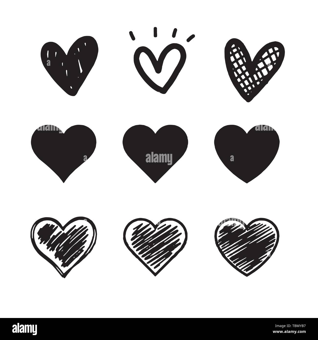 Set of stylized hearts Vector illustration Stock Vector Image & Art - Alamy