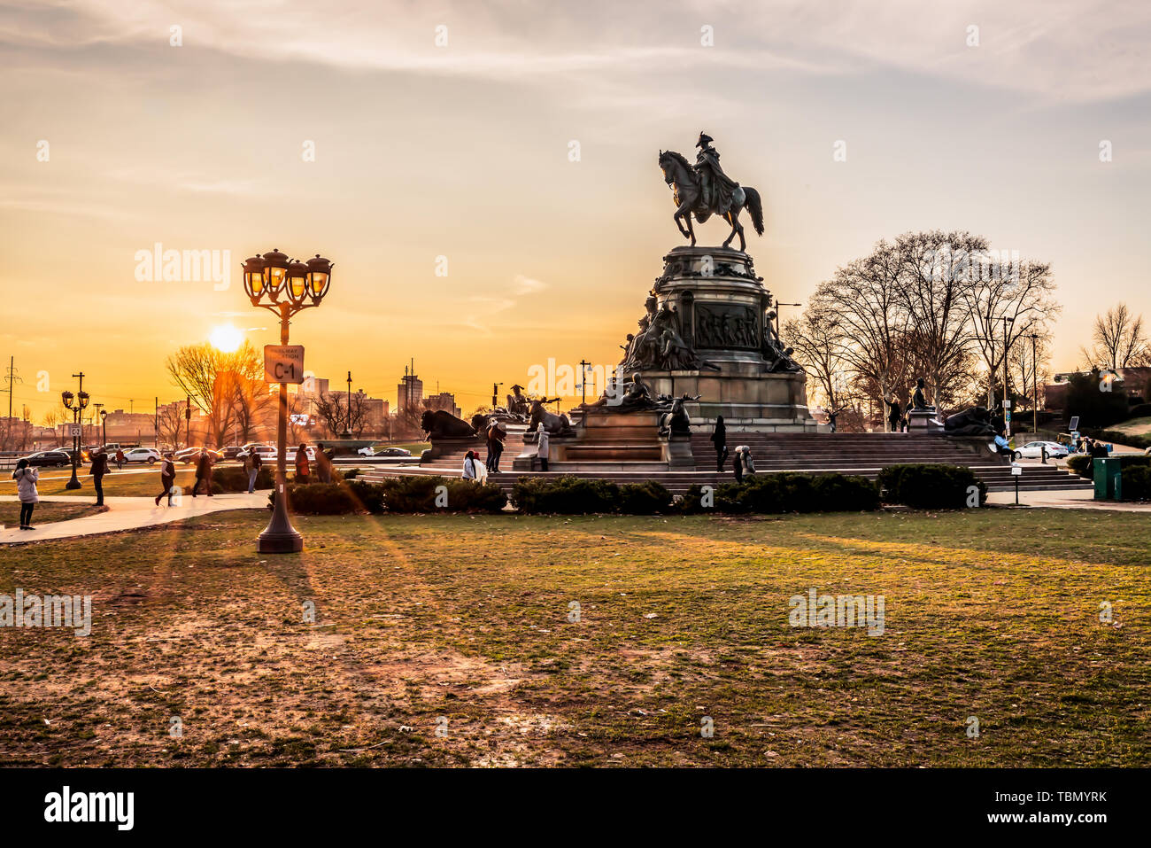 Philadelphia, Pennsylvania, USA - December, 2018 - Sunset at Washington ...