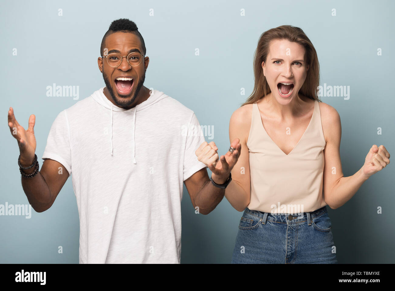 They joke together hi-res stock photography and images - Alamy