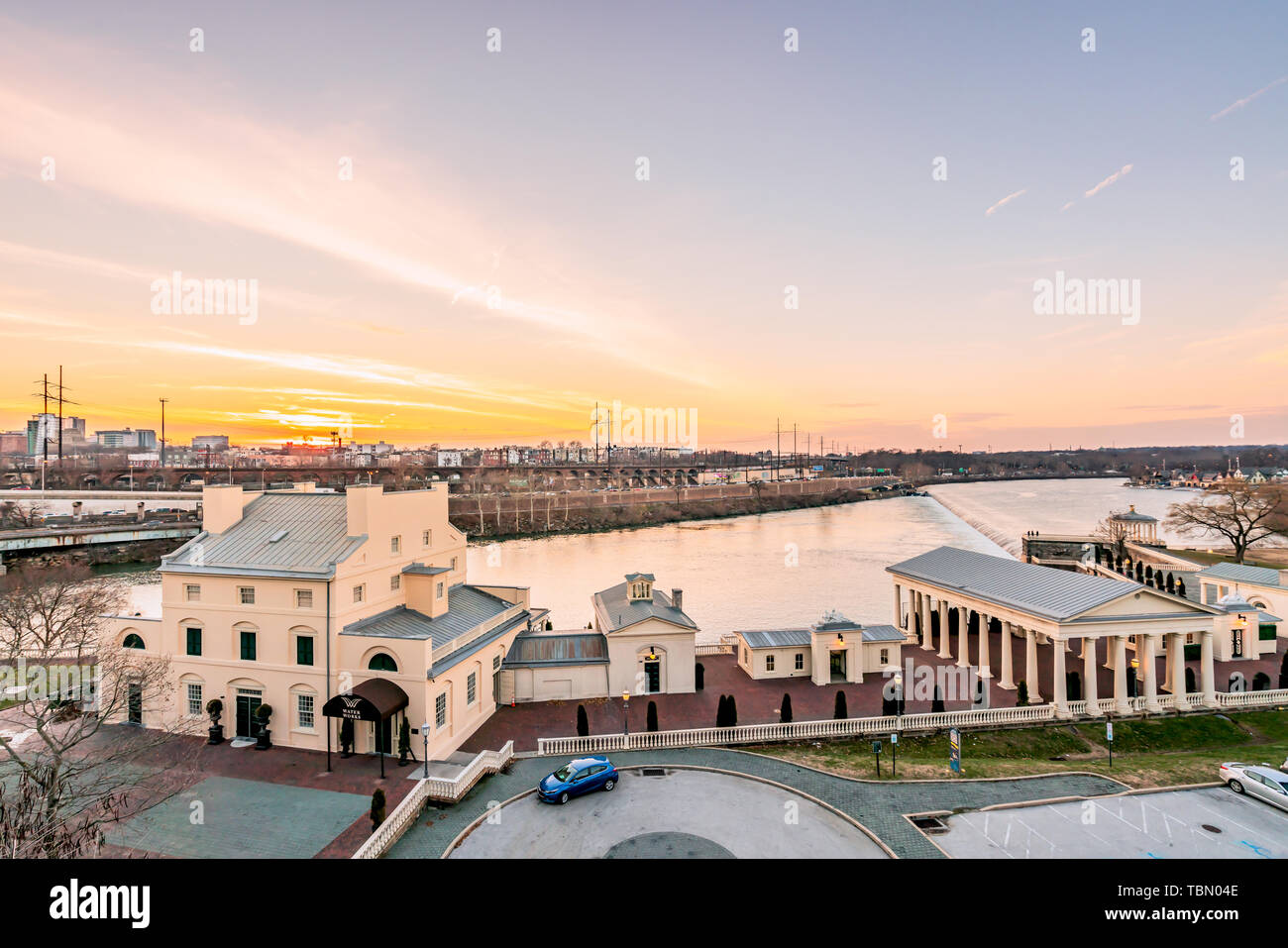 Philadelphia, Pennsylvania, USA - December, 2018 - Sunset at Fairmount ...