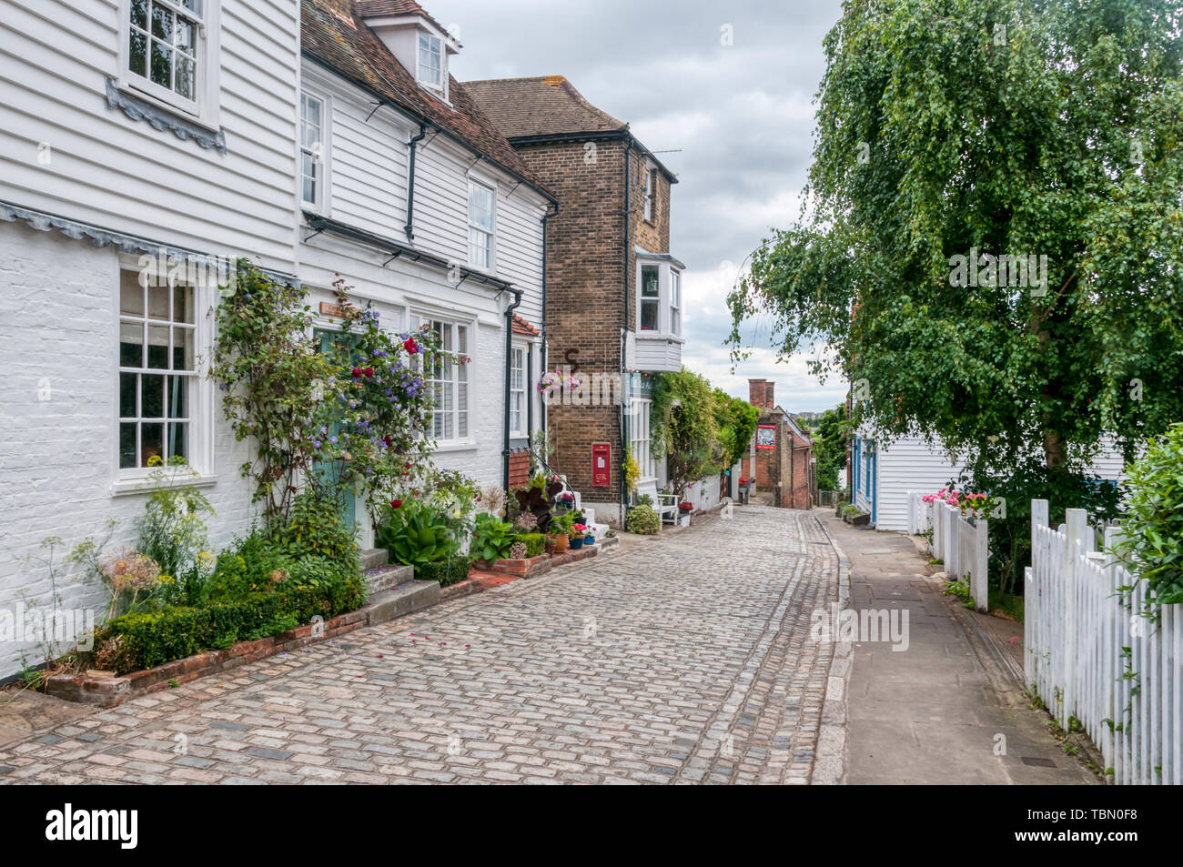 The cobbled High Street at Upnor on the Hoo Peninsula in Kent Stock ...