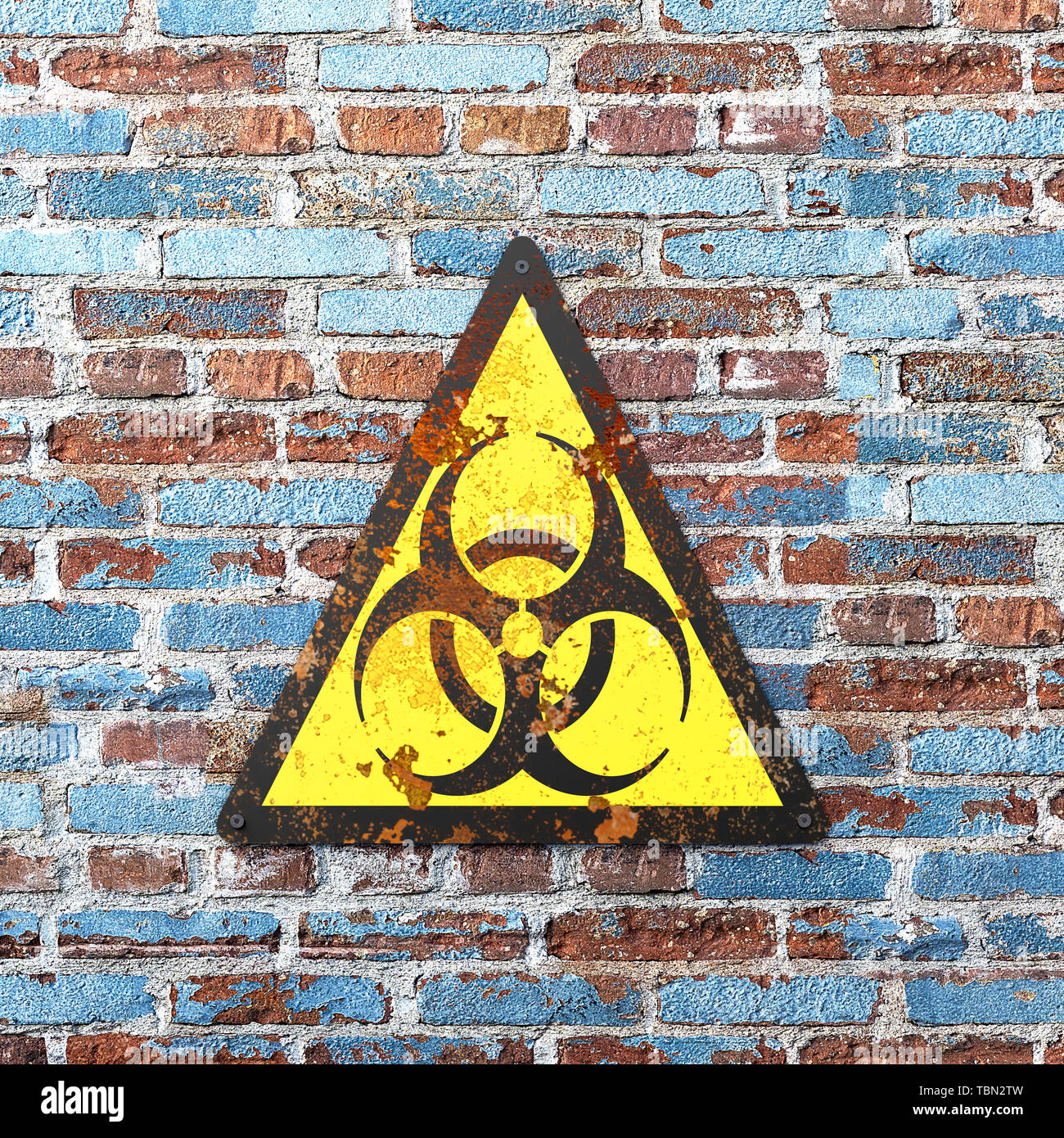 Warning sign indicating the presence of biohazards. refer to biological ...