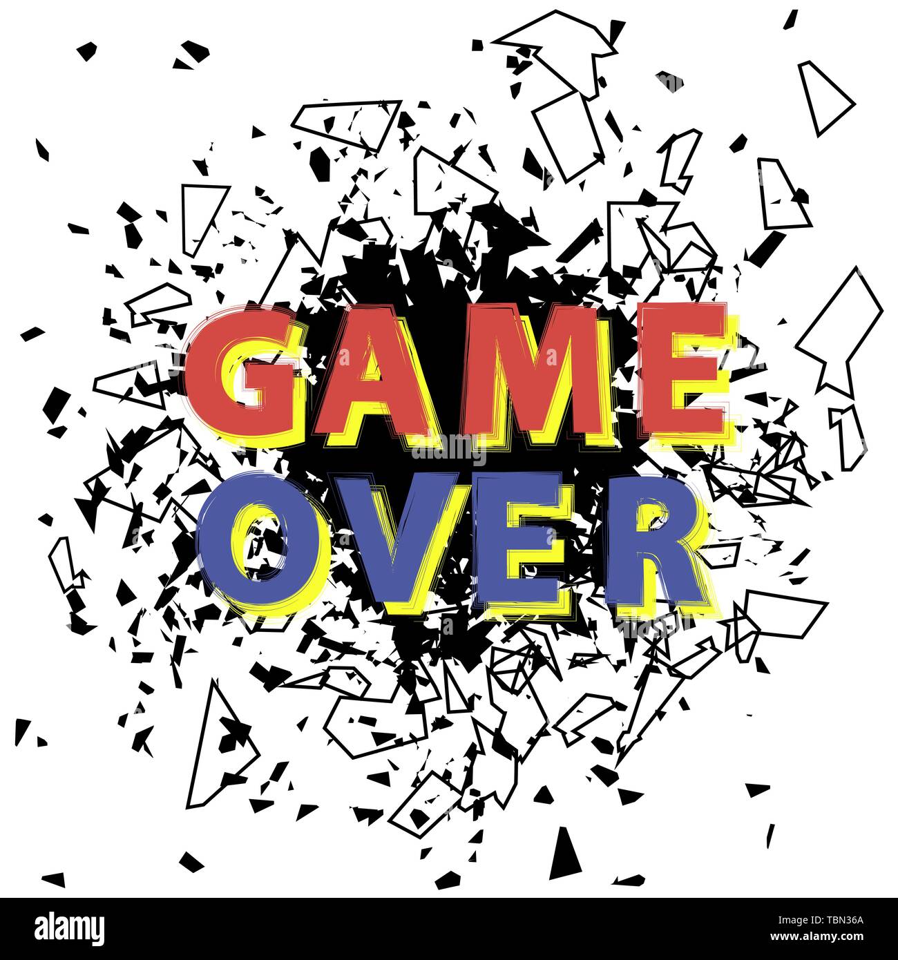 Retro Game Over Sign with Explosion. Gaming Concept. Video Game Screen ...