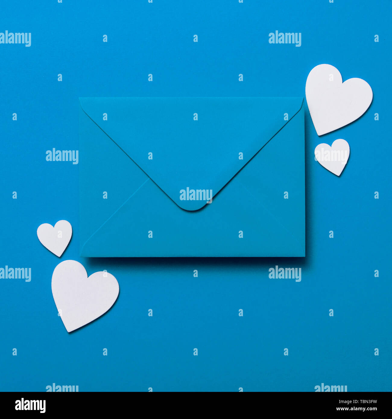 father's day letter. Blue envelope with white hearts Stock Photo - Alamy
