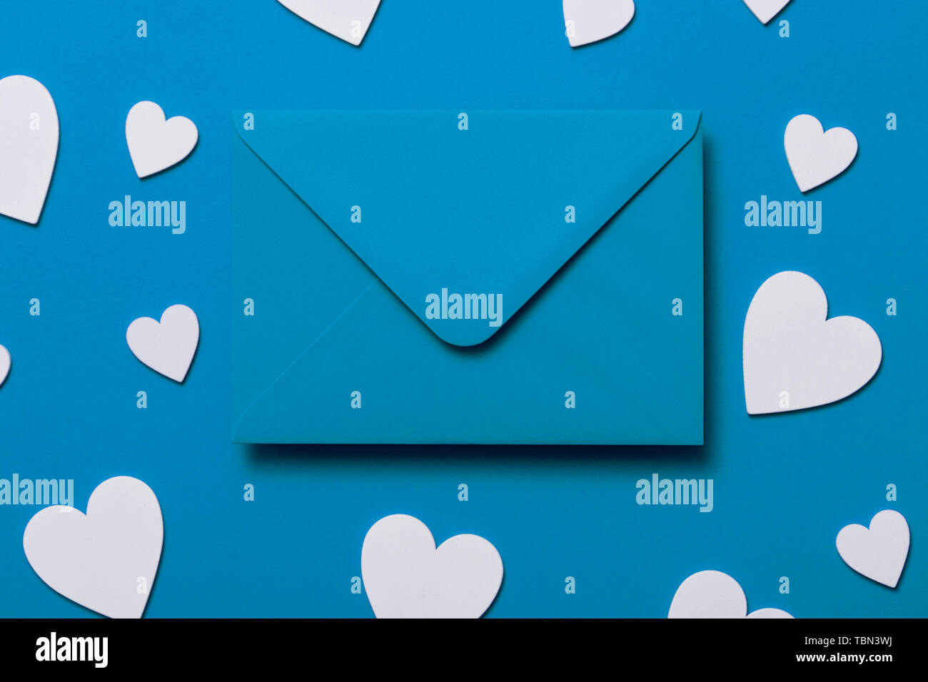 father's day letter. Blue envelope with white hearts Stock Photo - Alamy