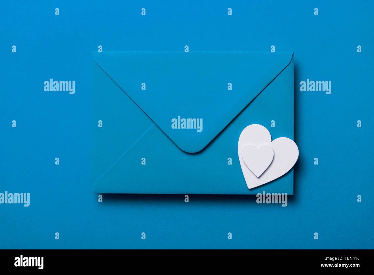 father's day letter. Blue envelope with white hearts Stock Photo - Alamy