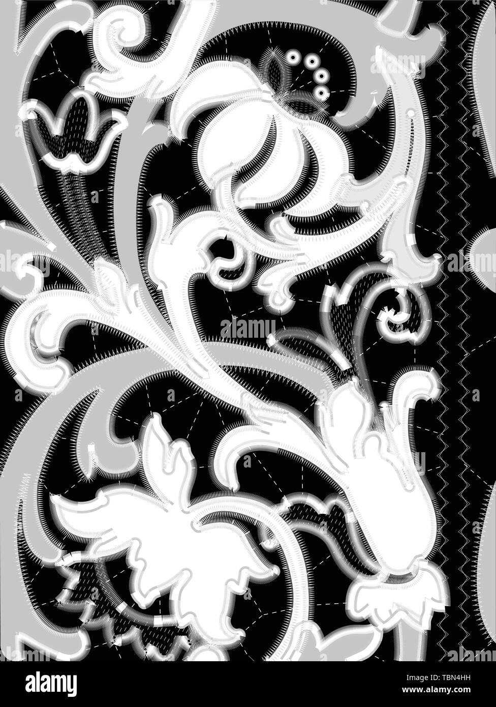 White Richelieu embroidery patterns on the black background as seamless ...