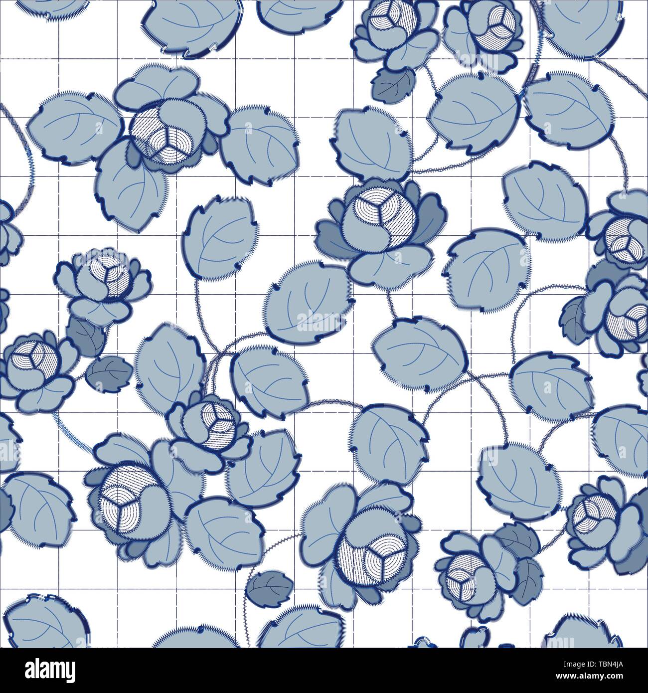 Blue Richelieu embroidery patterns on the white background as seamless ...